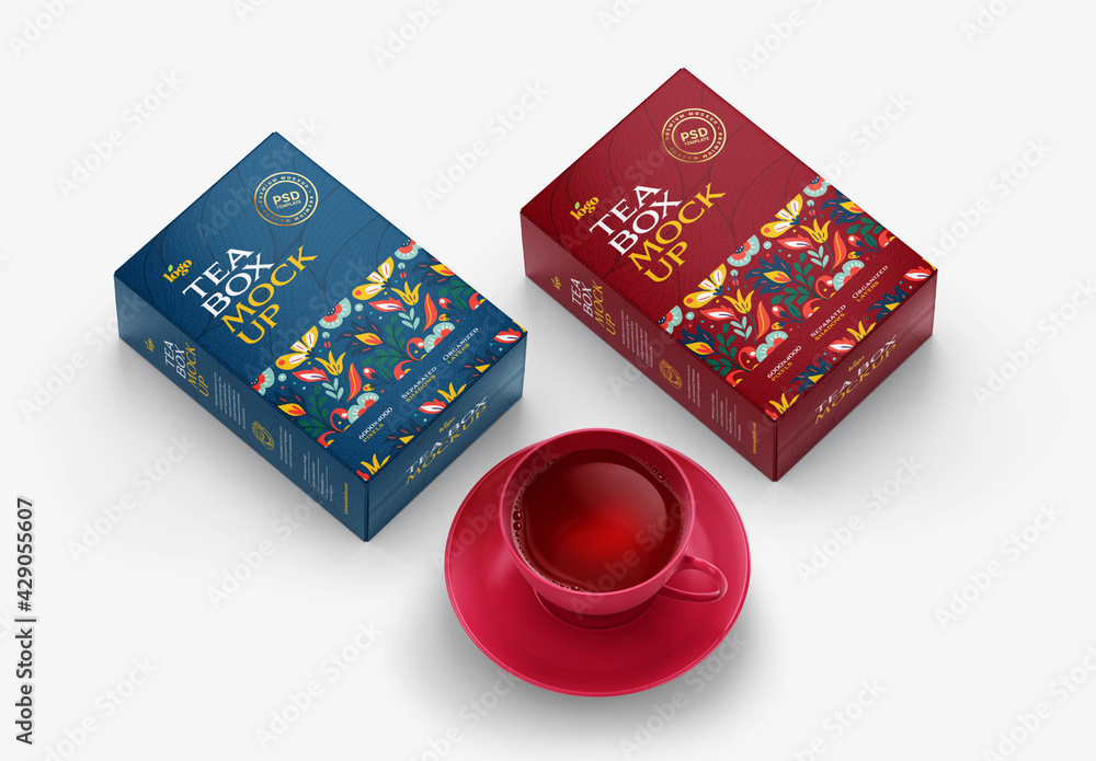 Tea Box Packaging Mockup Stock Template | Adobe Stock
