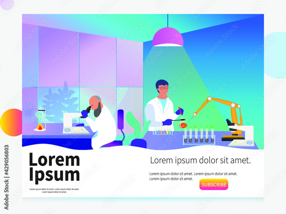 Farm of the Future vector concept. Organic Laboratory. Farmer checks ...