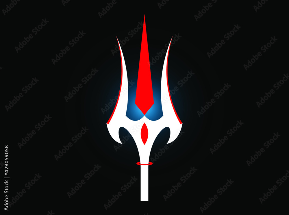 Hindu god shiva's weapon isolated on black background with blue ...