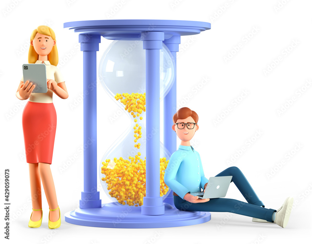 3D illustration of business teamwork and partnership in deadline ...