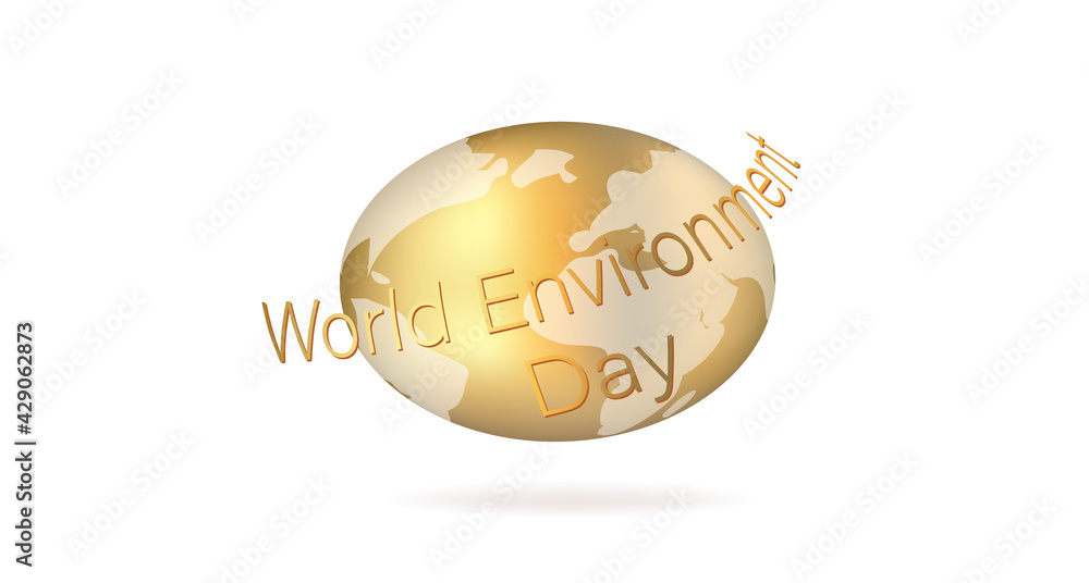 World Environment Day. Gold word. Golden earth. Valuable Planet ...