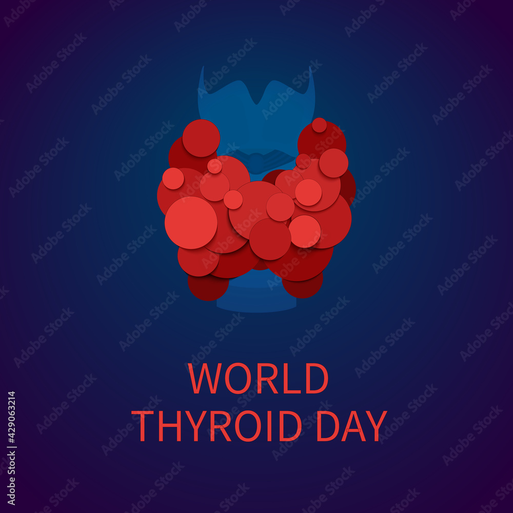 World thyroid day awareness poster. Thyroid gland and trachea shown in ...