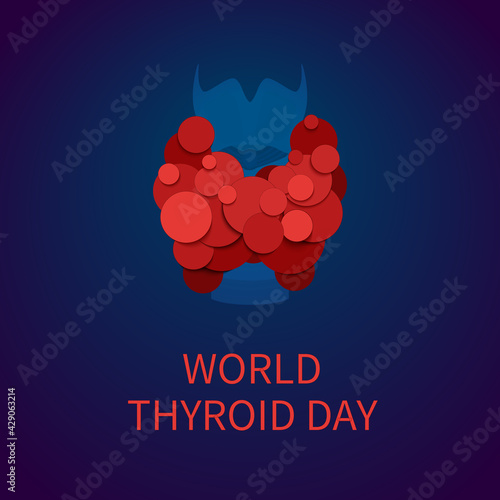 World thyroid day awareness poster. Thyroid gland and trachea shown in ...