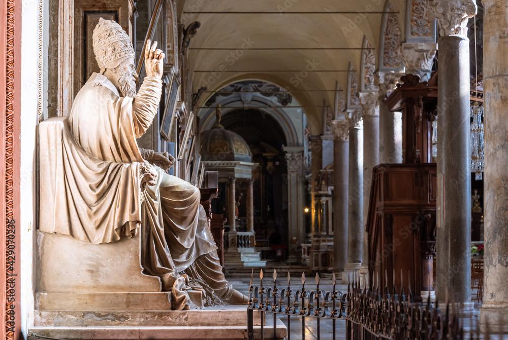 Perspective of marble sculpture representing Pope Paul III inside ...