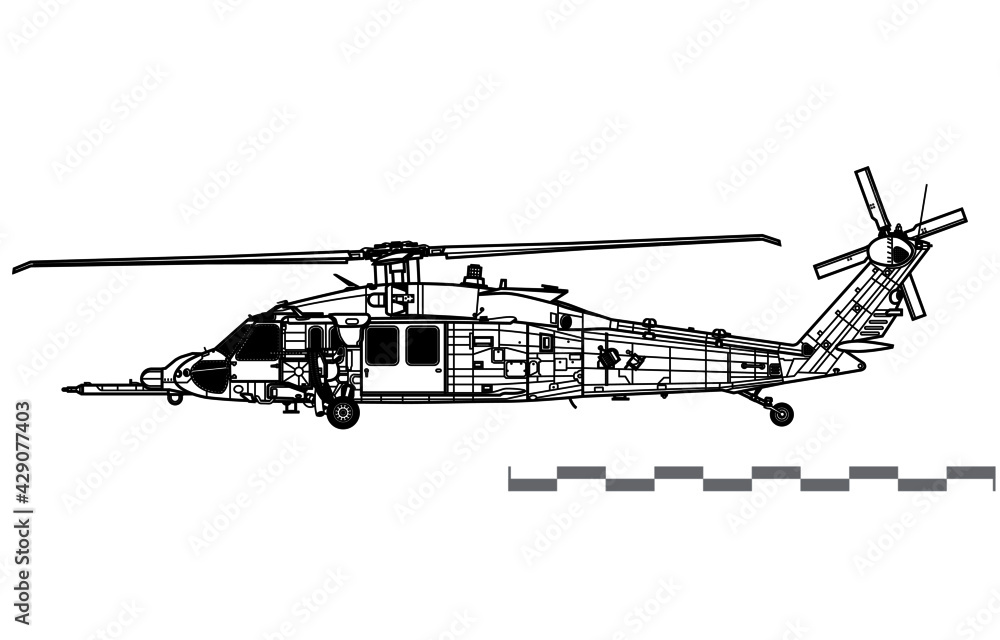 Sikorsky HH-60W Jolly Green II. Vector drawing of search and rescue ...