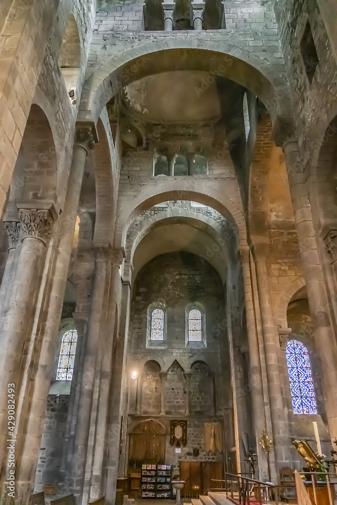 Interor of Notre-Dame Orcival Basilica (1178) - Romanesque Auvergne ...