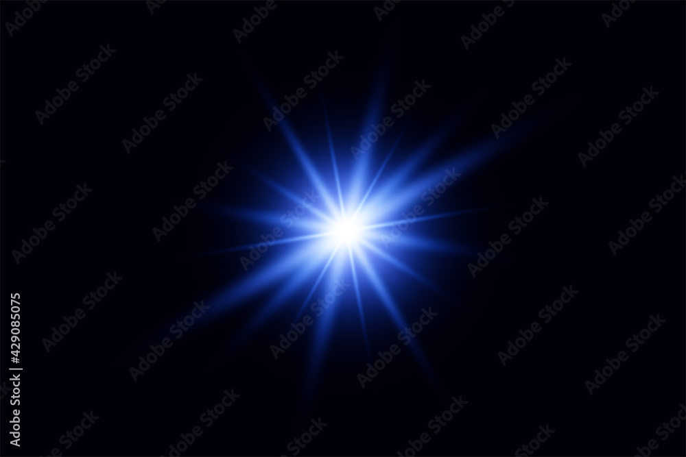 Blue glowing light explodes on a transparent background. with ray ...