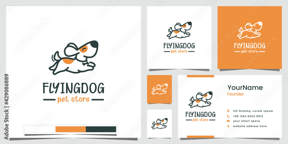 flying dog logo pet store , business card template Stock Vector | Adobe ...