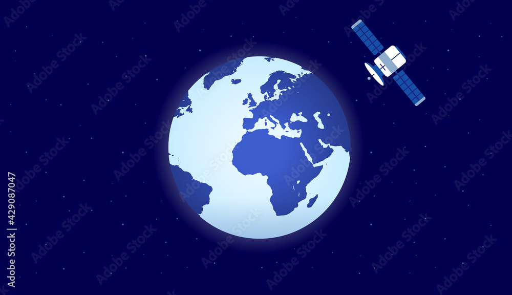 Earth and satellite - View from space of planet earth and communication ...