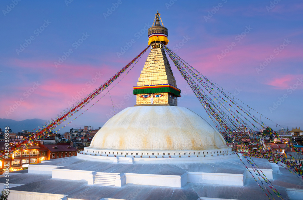 Famous ancient Boudhanath Stupa, also called Boudnath, or Boudha in ...