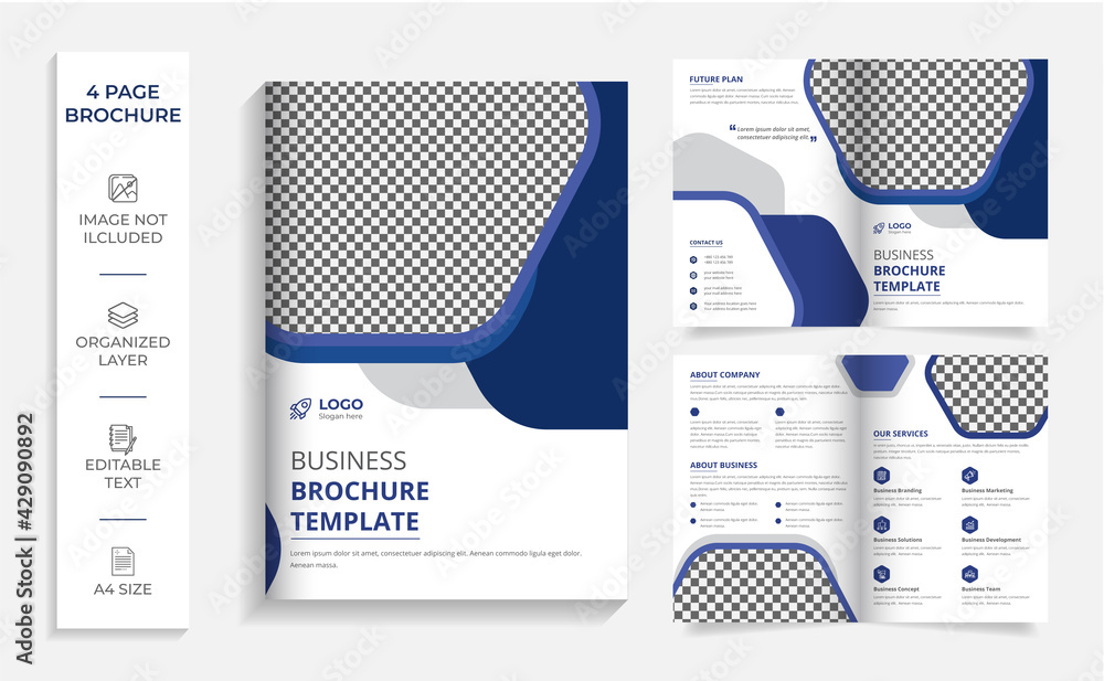 blue corporate modern bi fold multipurpose abstract shape brochure ...