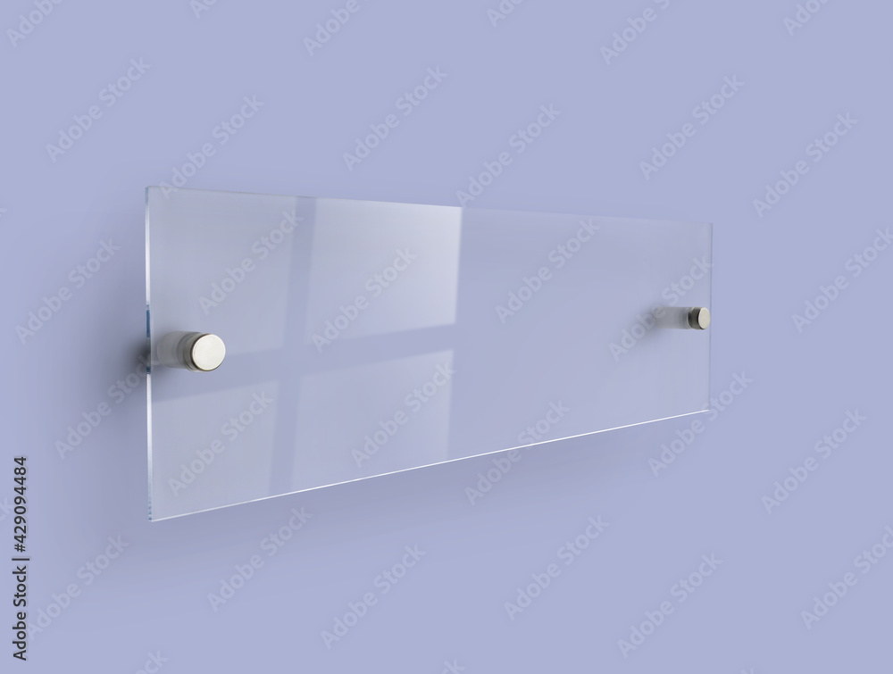 Blank Transparent Glass Interior Office Corporate Signage Plate Mock Up ...