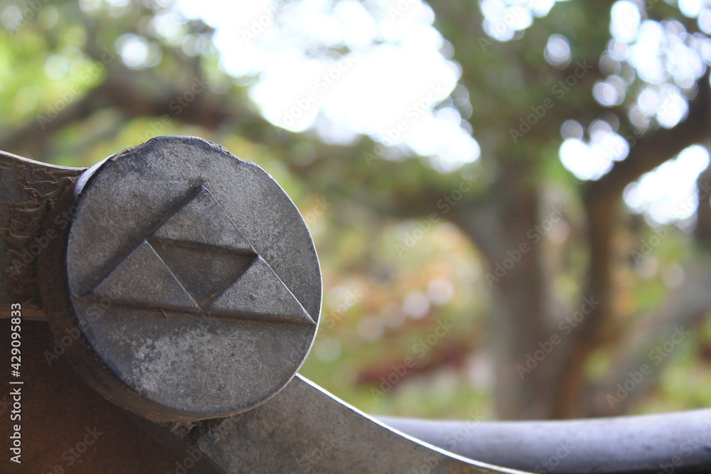Sign of the Minamoto clan in Kamakura / Legend of Zelda triforce Stock ...