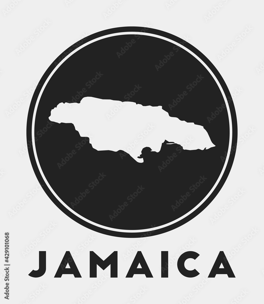 Jamaica icon. Round logo with country map and title. Stylish Jamaica ...