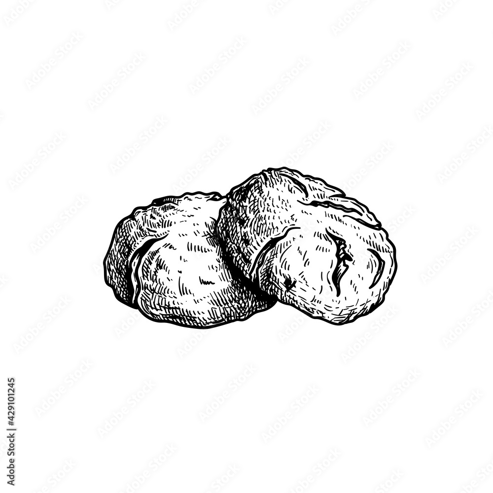 Traditional Italian cookies Amaretti. Hand drawn sketch style drawings ...