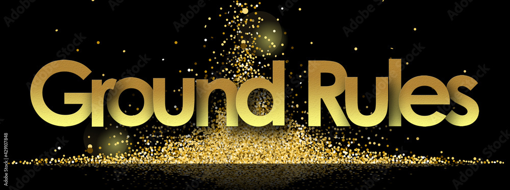Ground Rules in golden stars and black background Stock Illustration ...