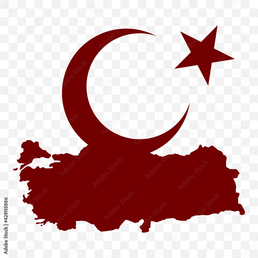 Map of The Republic of Turkey with national Turkish flag elements ...