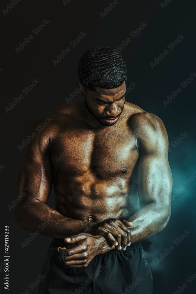 African American man with big muscles Stock-Foto | Adobe Stock