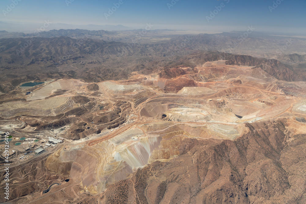 Aerial view of Morenci, Arizona copper mine which is the largest in ...