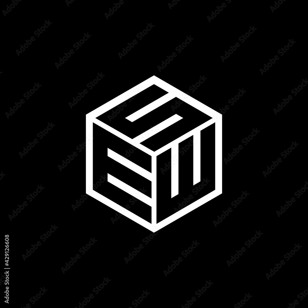 EWS letter logo design with black background in illustrator, vector ...