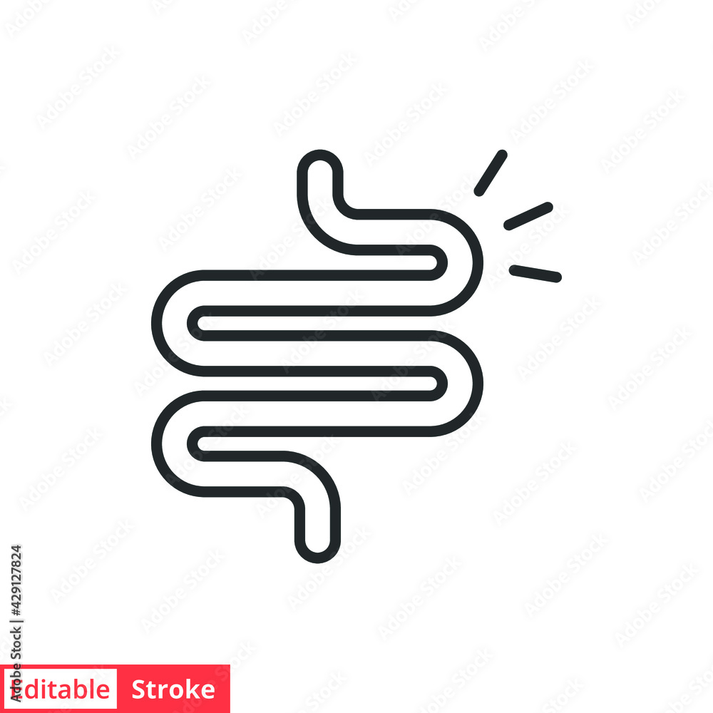 Intestine line icon. Simple outline style. Bowel, healthy stomach, gut ...