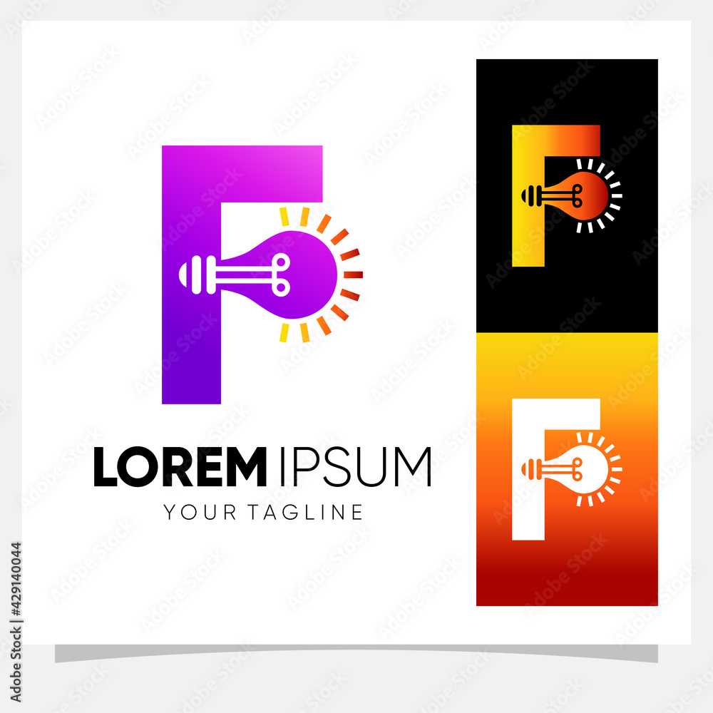 Initial Letter F Smart Light Bulb Logo Design Vector Graphic Stock ...