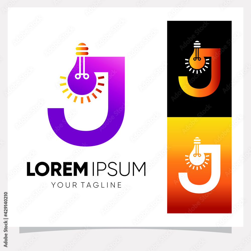 Initial Letter J Smart Light Bulb Logo Design Vector Graphic Stock ...