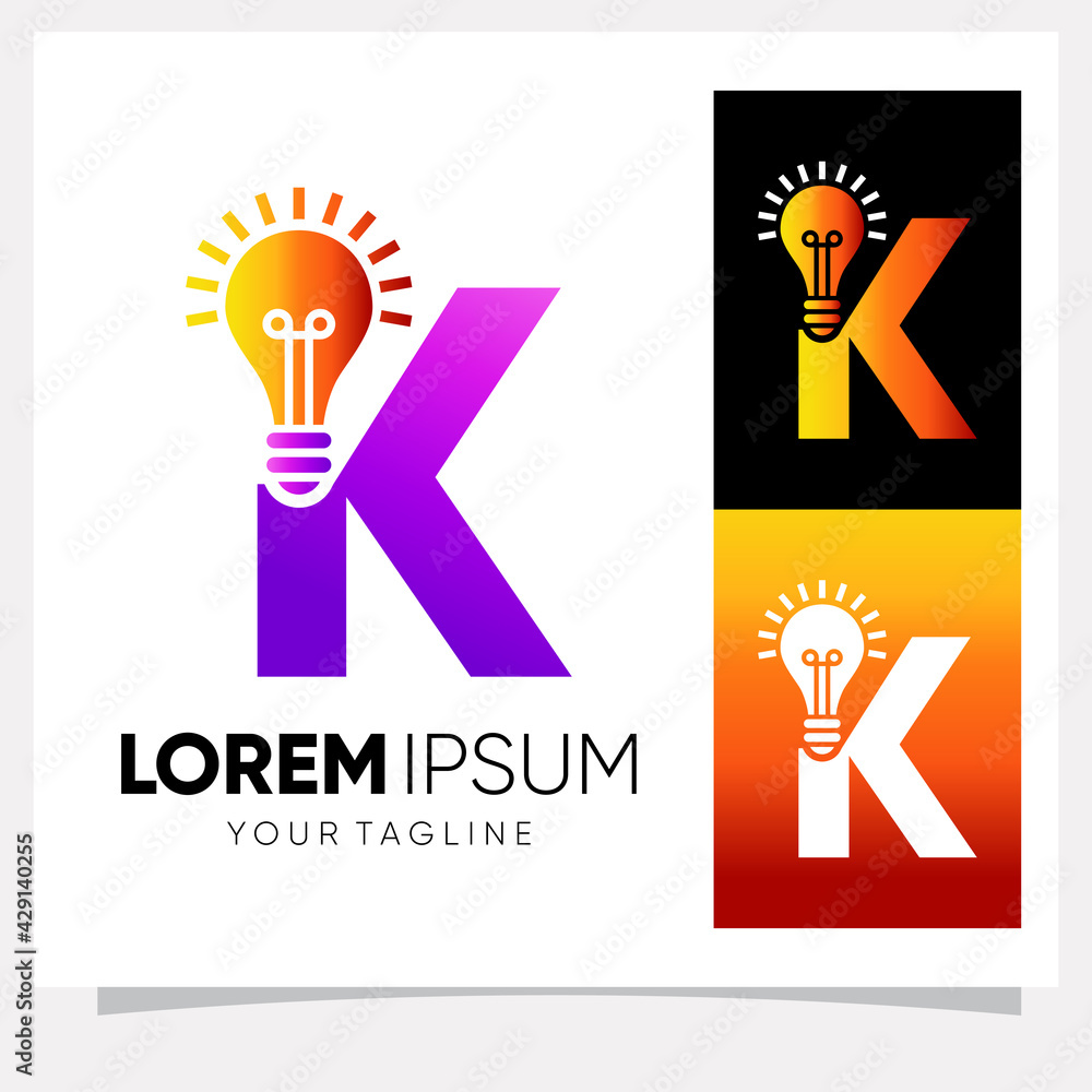 Initial Letter K Smart Light Bulb Logo Design Vector Graphic Stock ...