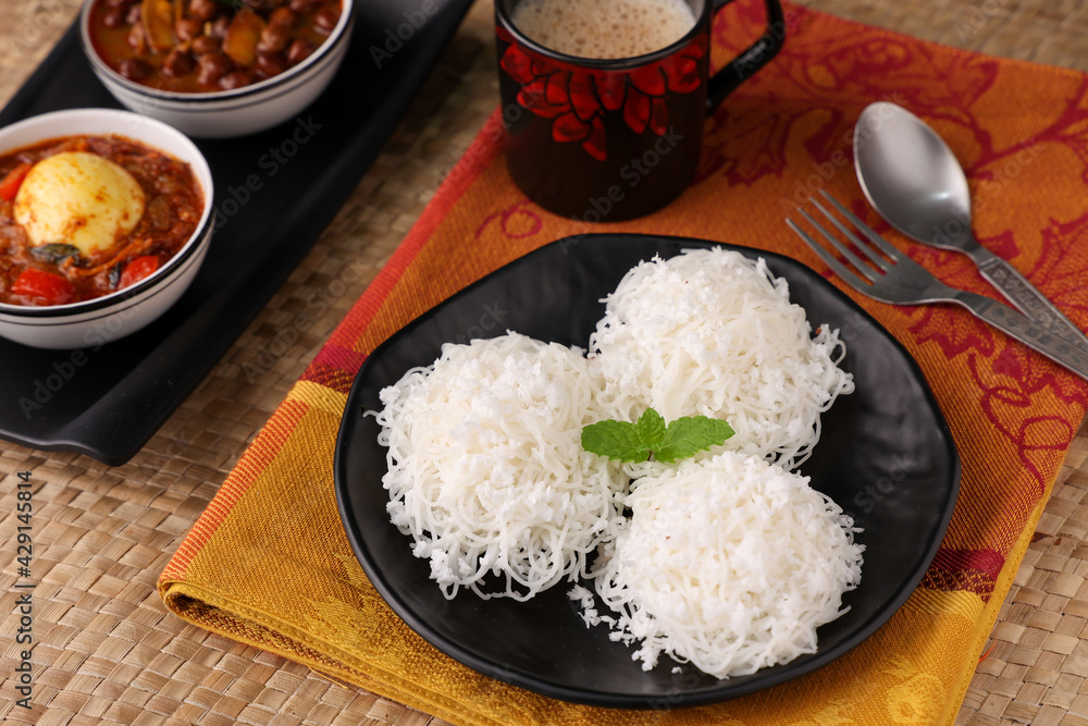 Noolappam/Idiyappam/rice noodles, a popular traditional steam cooked ...