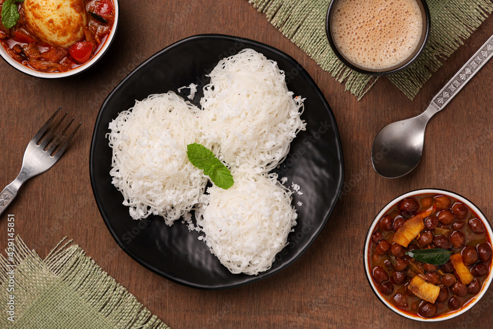 Noolappam/Idiyappam/rice noodles, a popular traditional steam cooked ...