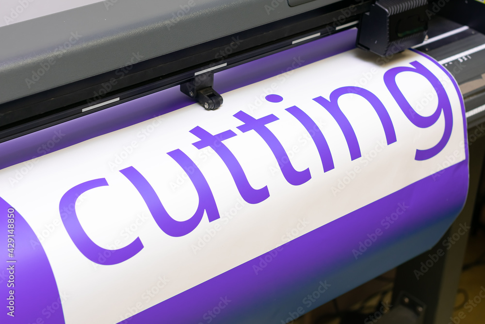 Cutting machine stickers. Cutting plotter Stock Photo | Adobe Stock