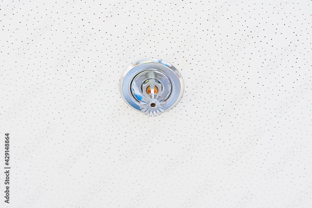 Automatic fire extinguishing system. Sprinkler on ceiling Stock Photo ...