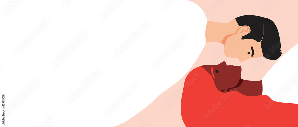 Couple kissing, copy space template, flat vector stock illustration ...