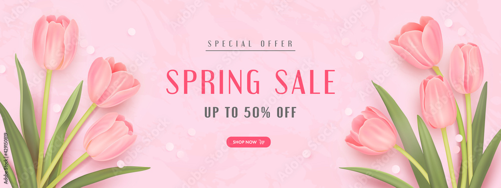 Spring special offer vector banner background with spring season sale ...