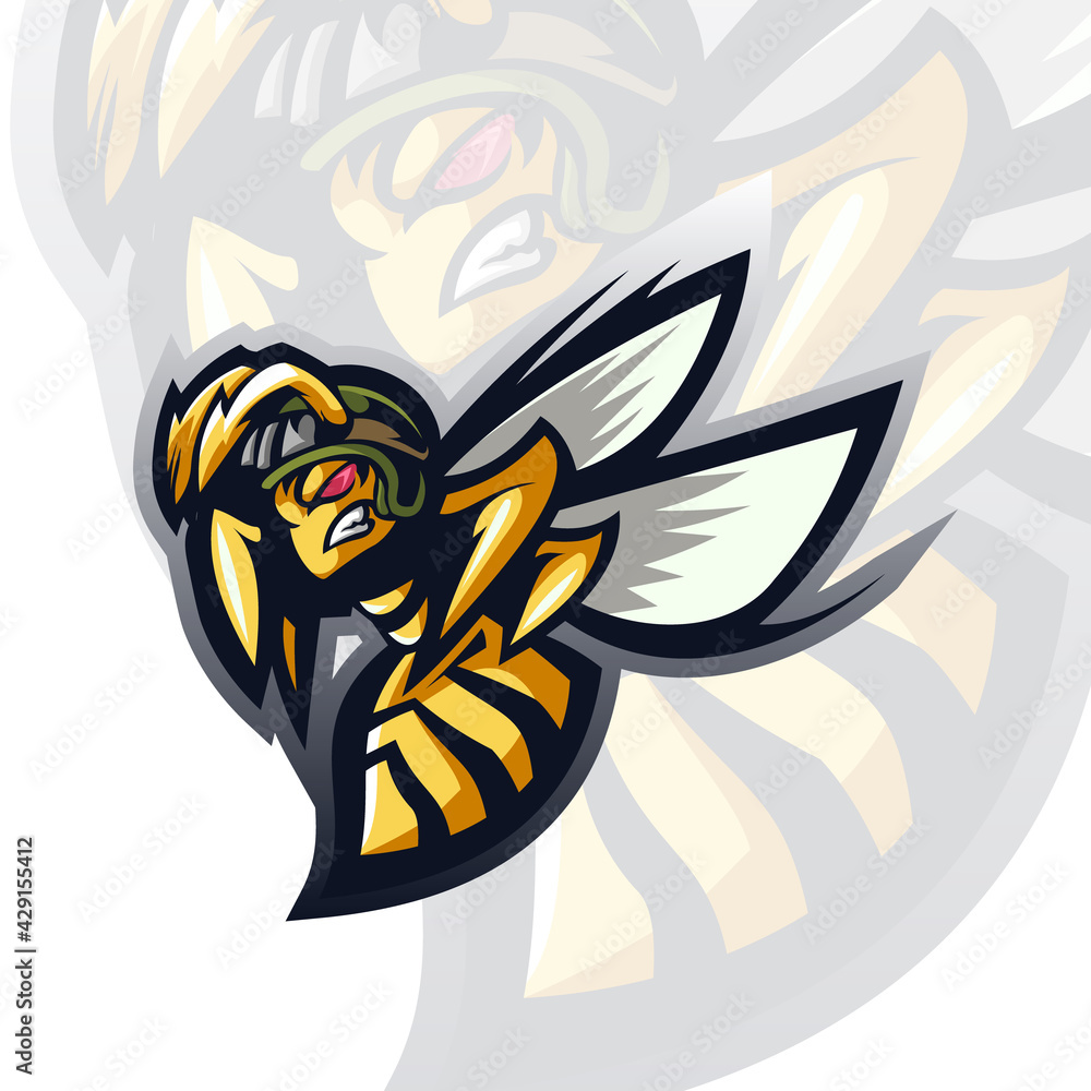 Angry bee esport mascot logo design Stock Vector | Adobe Stock