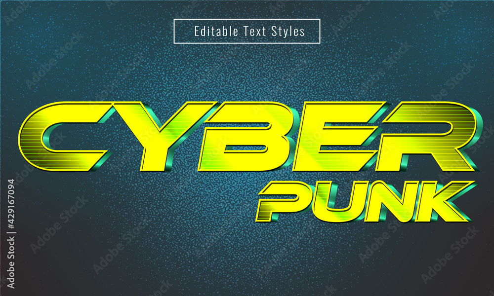Editable Cyberpunk Text Effect Stock Vector | Adobe Stock