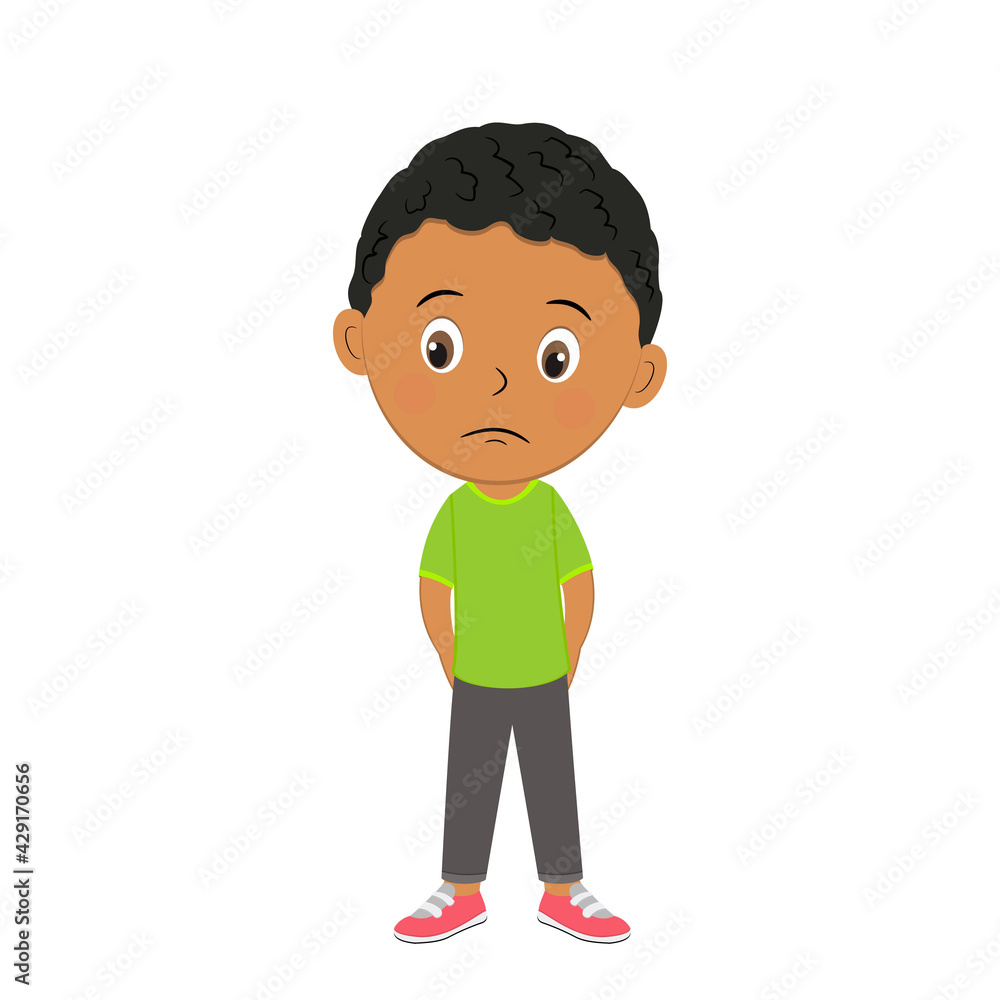 cute cartoon boy epresses bore,sad Stock Vector | Adobe Stock