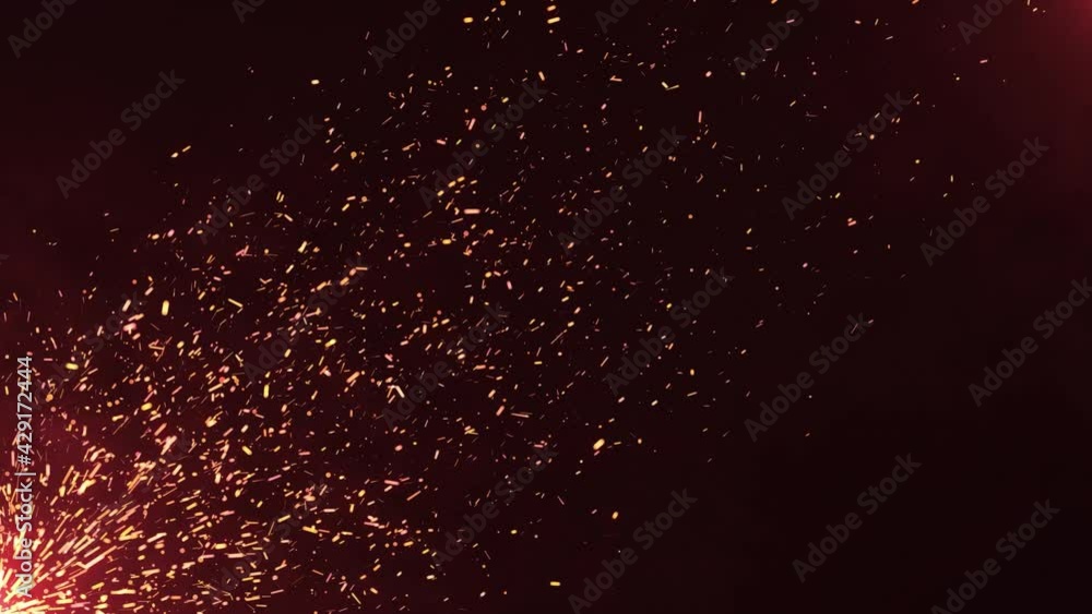 Motion graphics looped footage, many sparks scatter from a bright ...