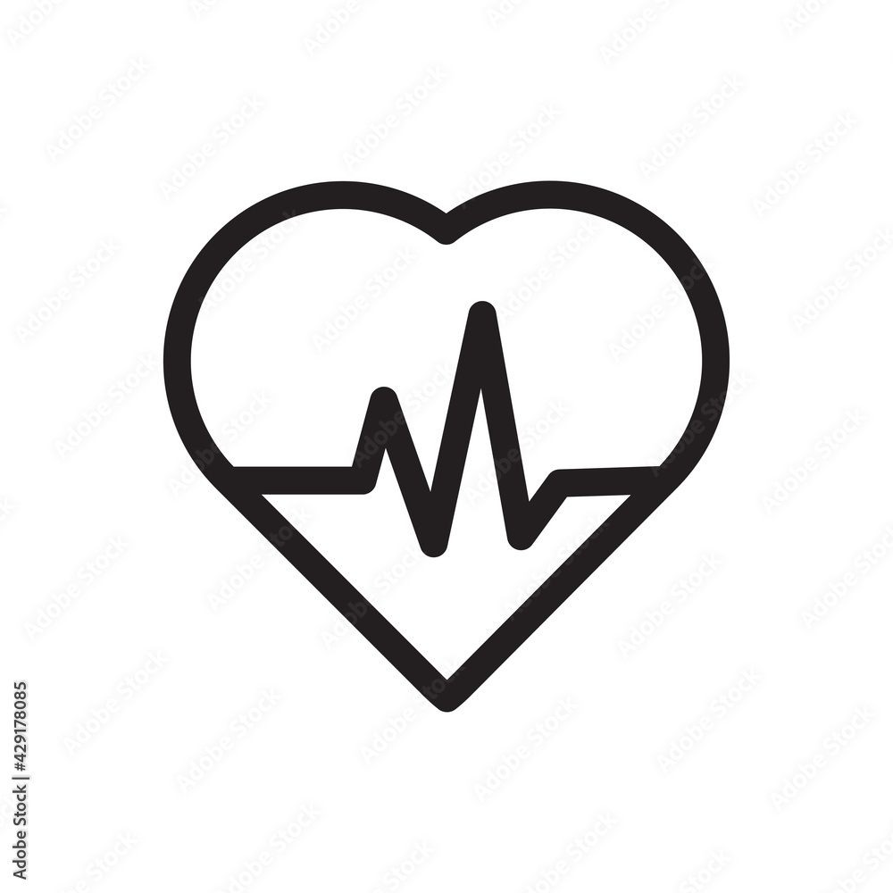Heartbeat pulse outline icon vector health medical concept for graphic ...