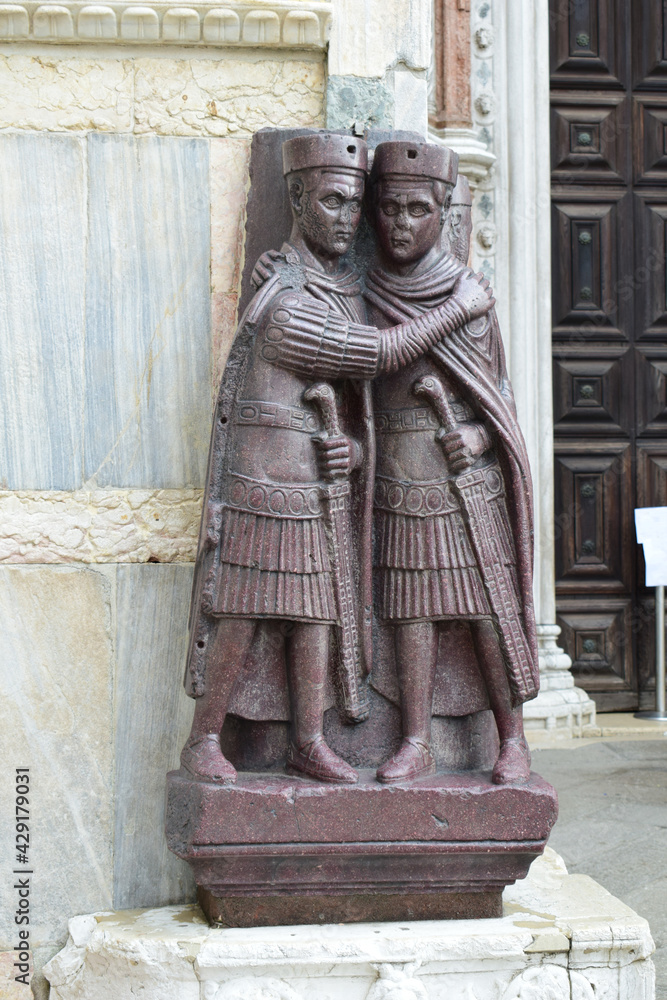 Portrait of the Four Tetrarchs at a corner of the façade of St Mark's ...
