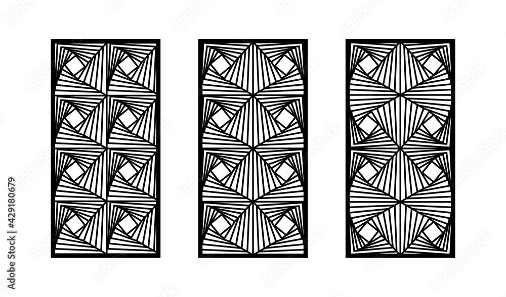 Decorative panel, screen,wall set. Modern cnc pattern. Vector panel for ...