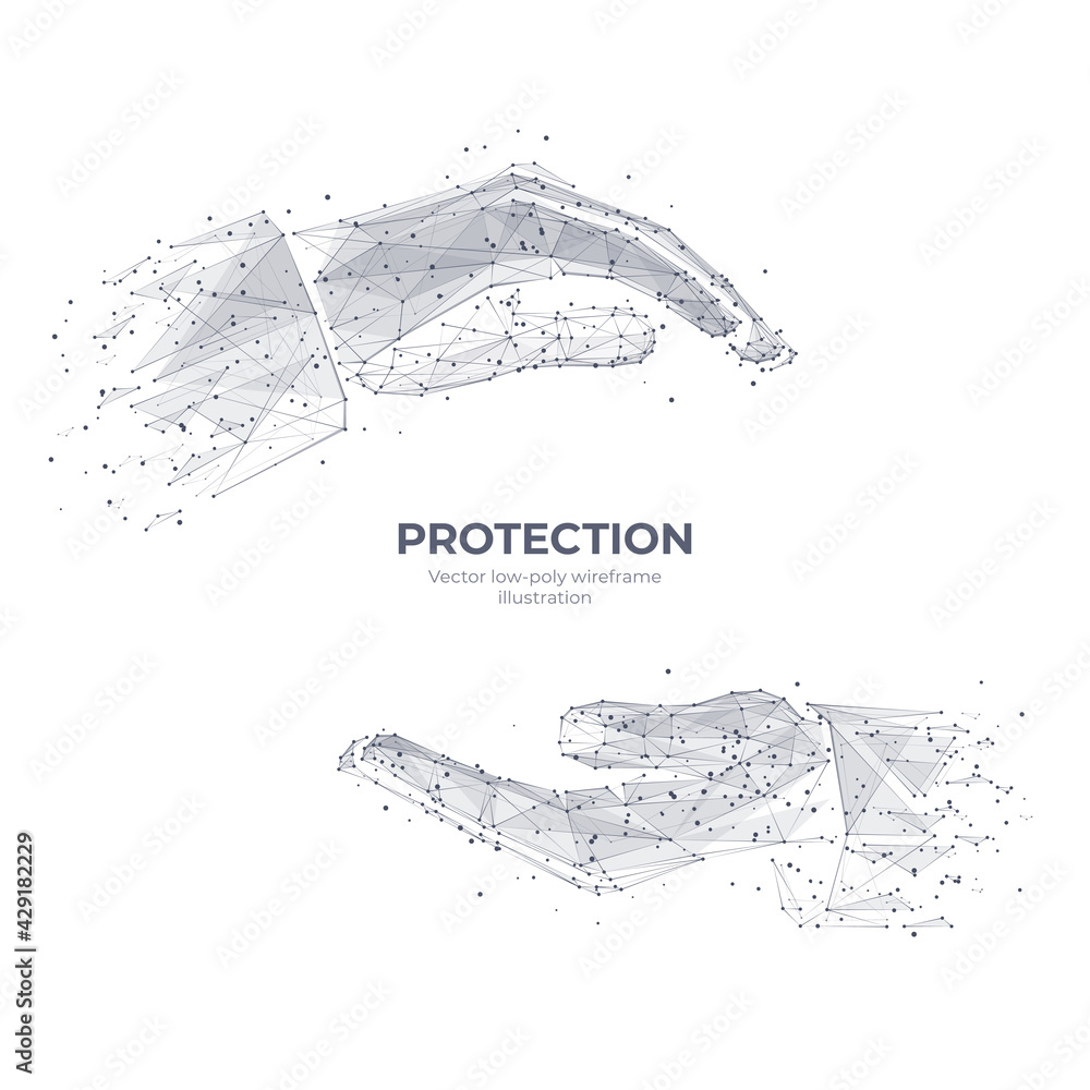 Two human hands protecting or holding something. Abstract vector arm ...
