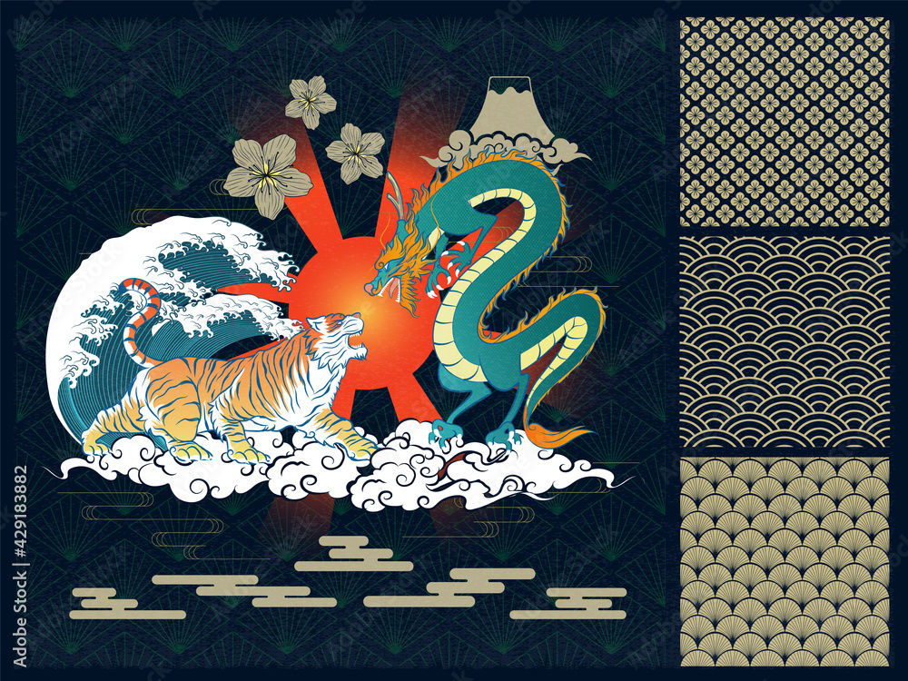 Japanese Art Tiger Dragon