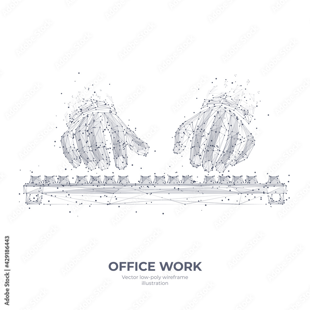 Digital 3d human hands typing on computer or laptop keyboard. Office ...