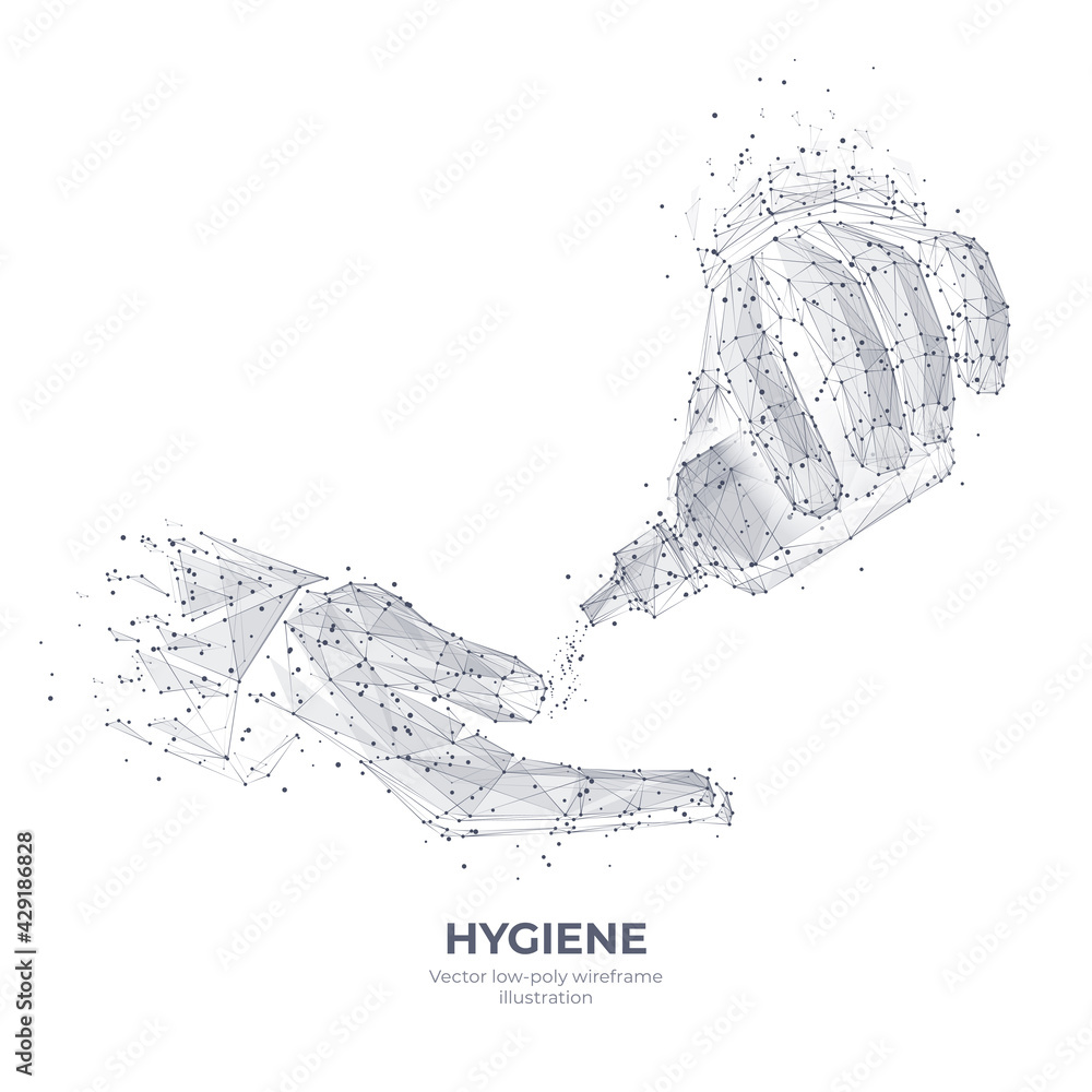 Abstract hands using sanitizer isolated in white. Digital vector ...