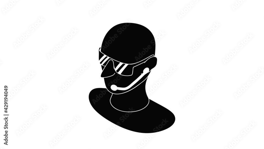 Security man icon animation isometric black object on white background ...