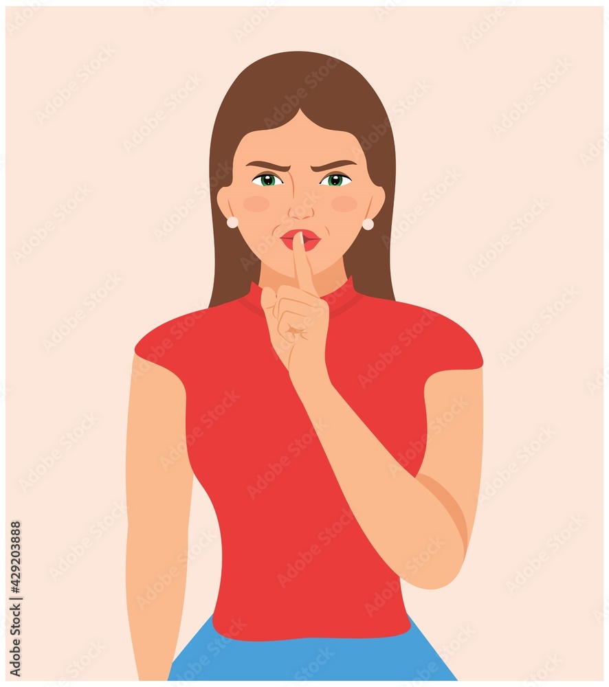 Beautiful young angry woman making Silence Gesture isolated over ...