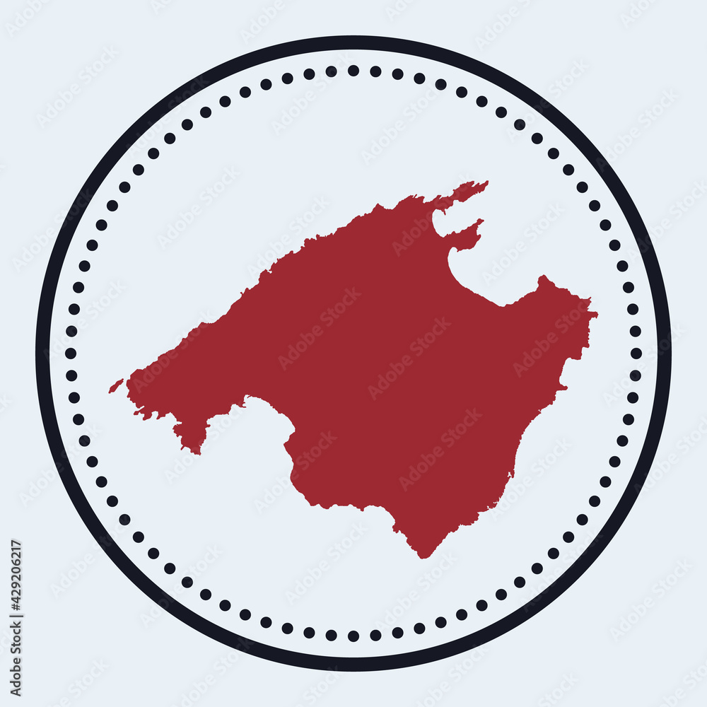 Majorca round stamp. Round logo with island map and title. Stylish ...