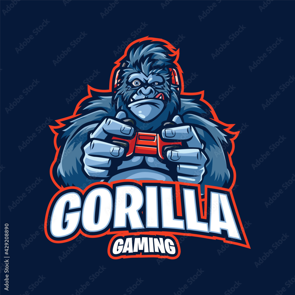Gorilla gaming mascot logo illustration Stock Vector | Adobe Stock