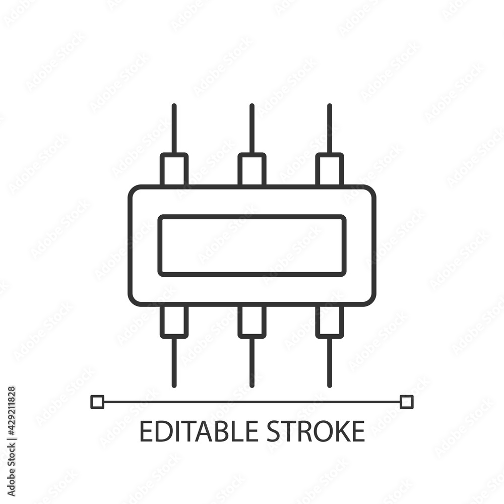 Connector linear icon. Electromechanical device used to join conductors ...